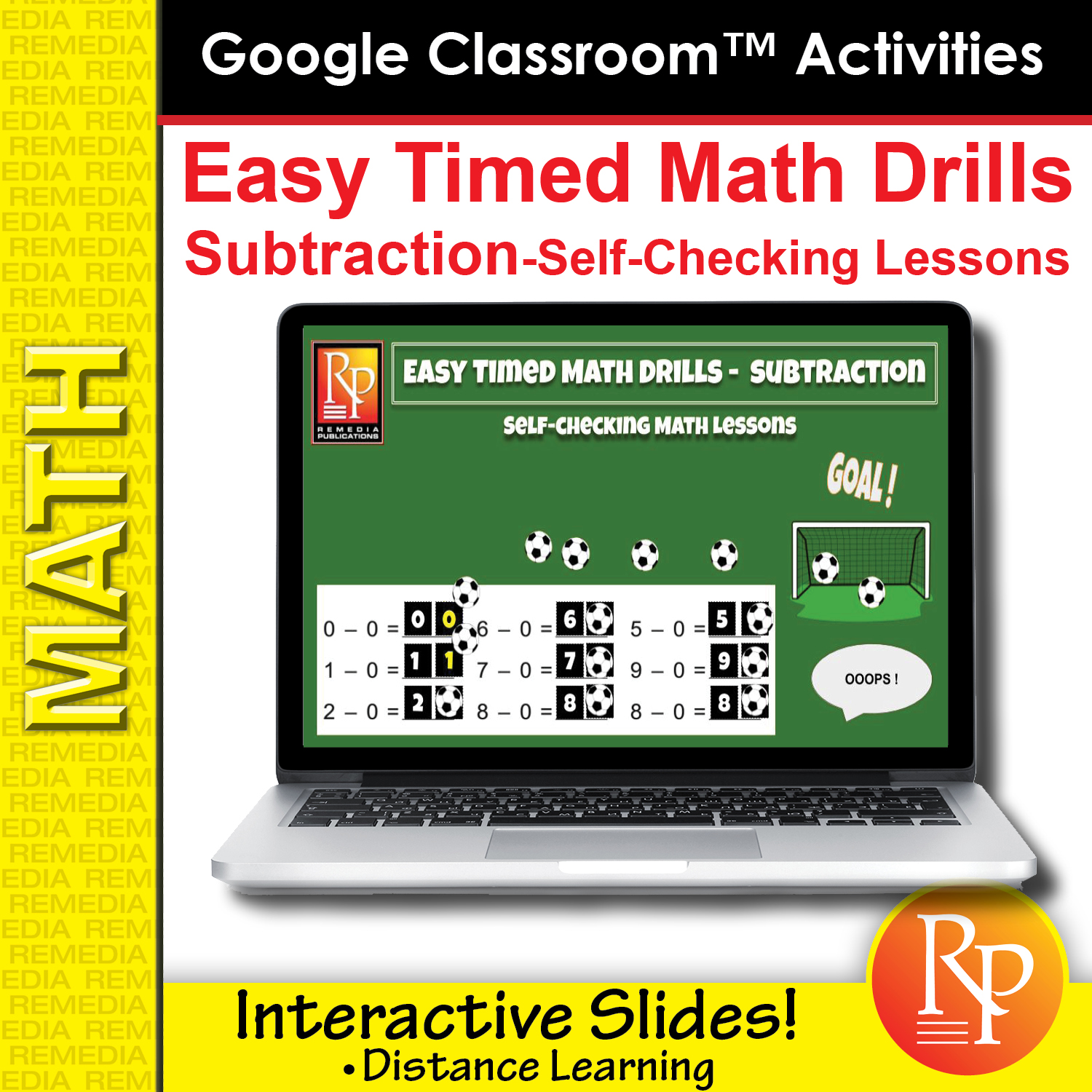 Google Slides: Self-Checking Easy Timed Math Drills - Subtraction